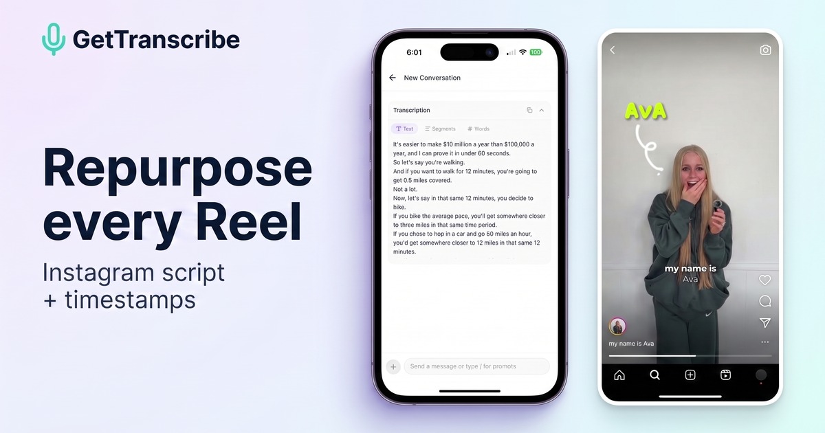 Free Instagram Transcript Generator — Reels to Text | GetTranscribe